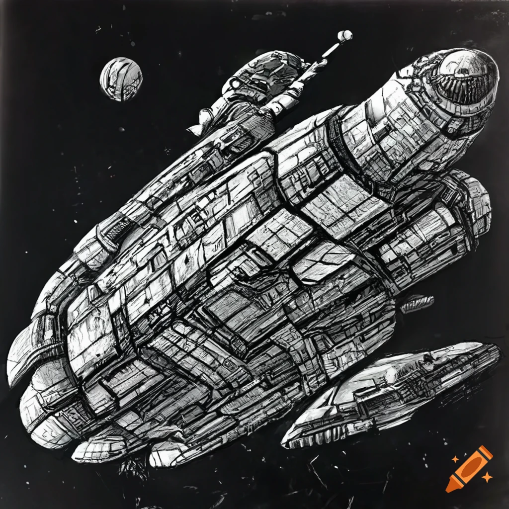 Dark fantasy-style spaceship flying towards Earth on Craiyon