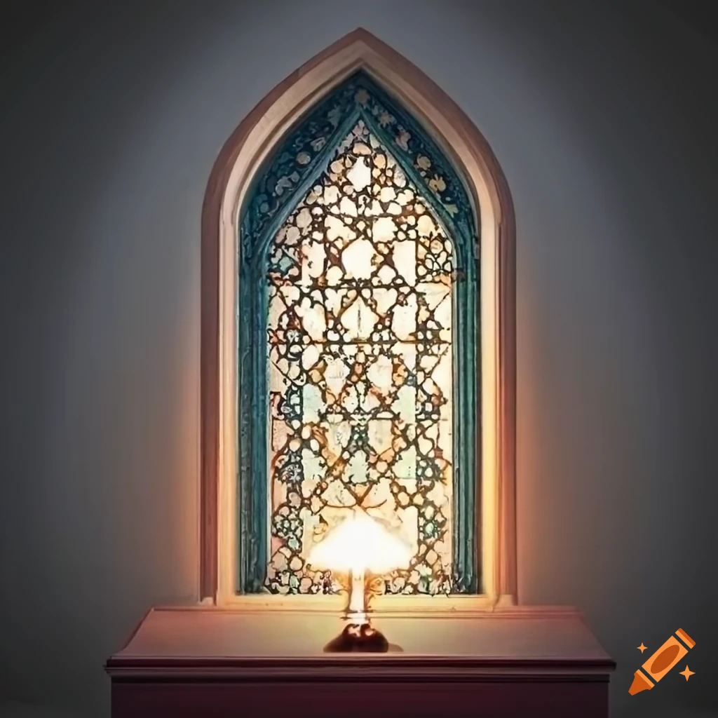 Gothic window and altar in islamic art style