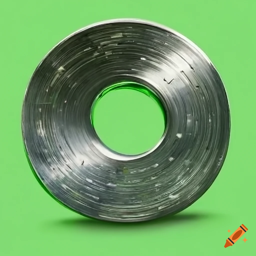 Green screen background of a metal disc on Craiyon