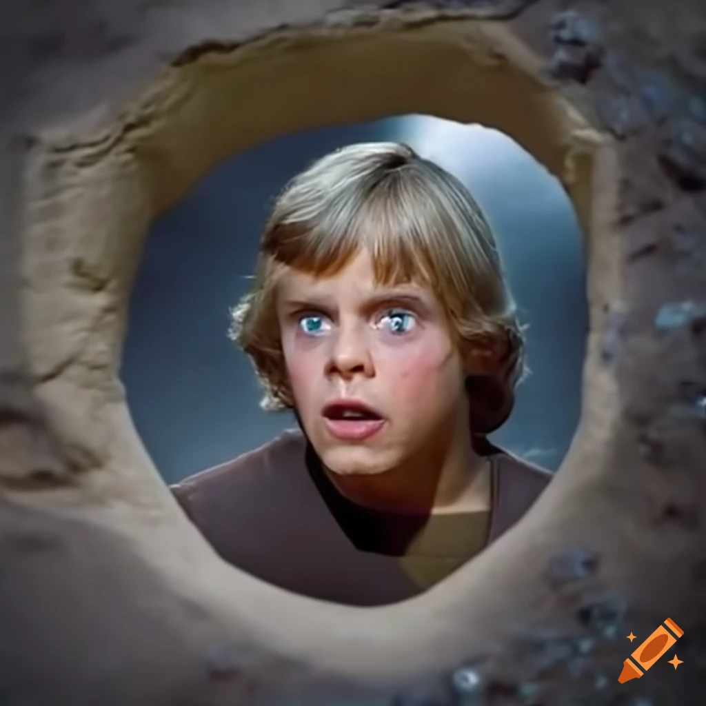 Luke skywalker's shocked expression as he looks at a hole
