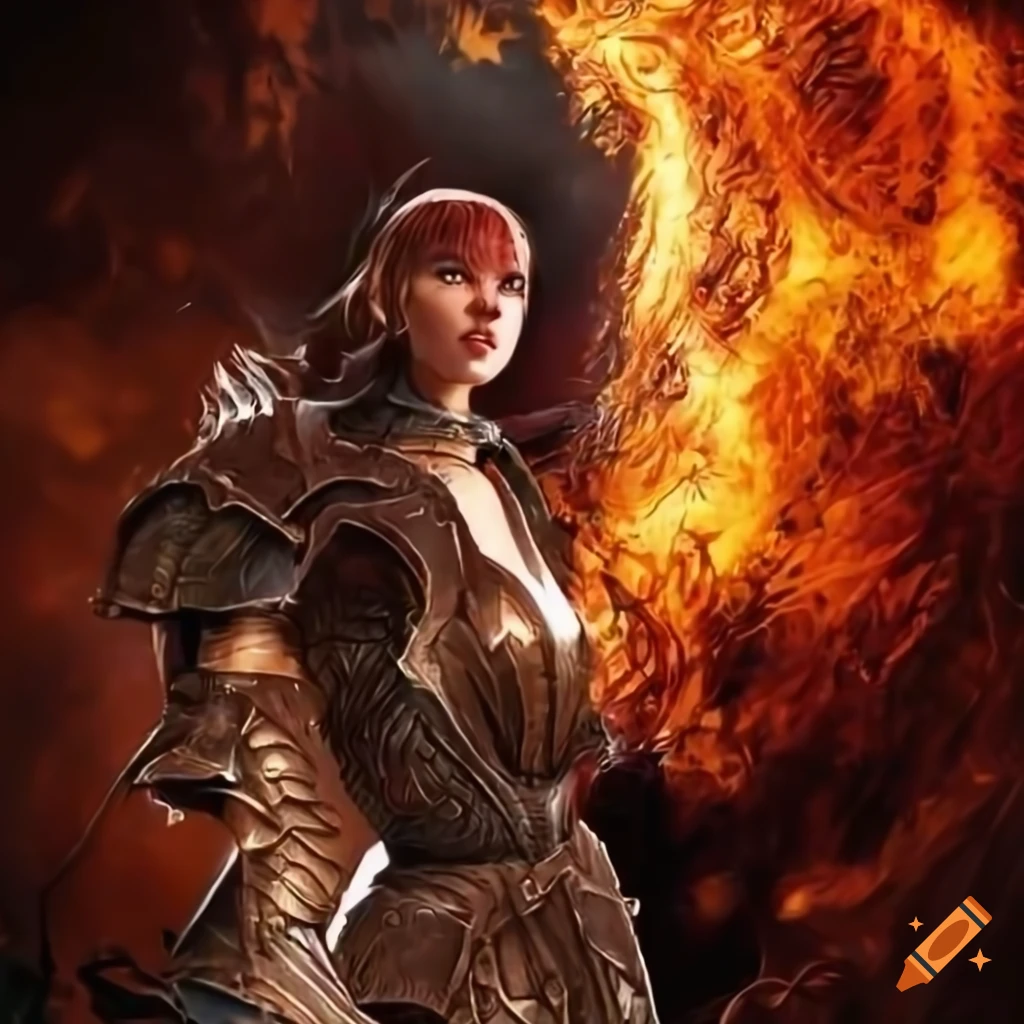 Digital art of a fierce female warrior on Craiyon