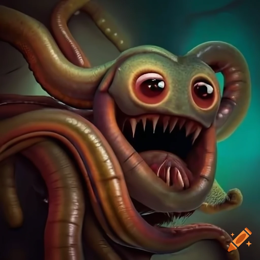 Dystopian artwork of monstrous worms