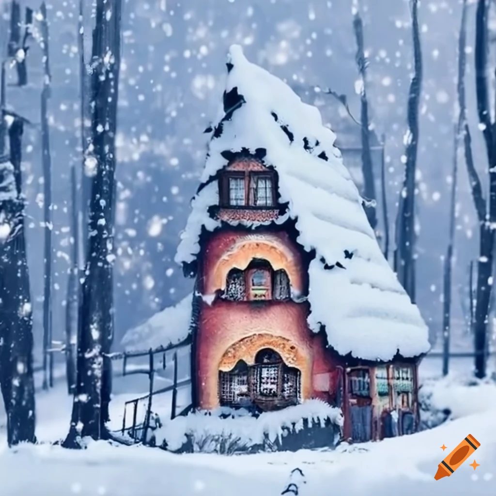 Cute and adorable winter village illustration
