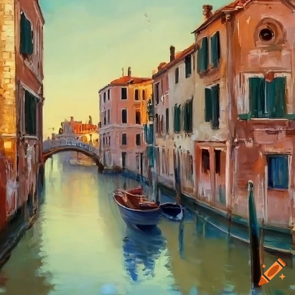 Impressionist painting of a charming scene in venice