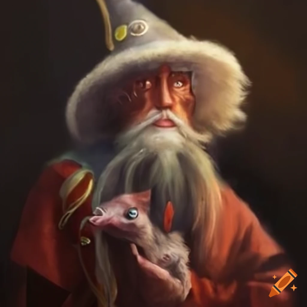 Illustration of a rat-headed wizard with a fancy hat