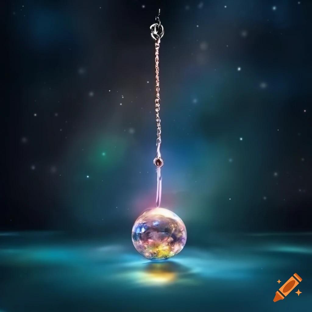 Image of a pendulum with a hanging crystal on Craiyon