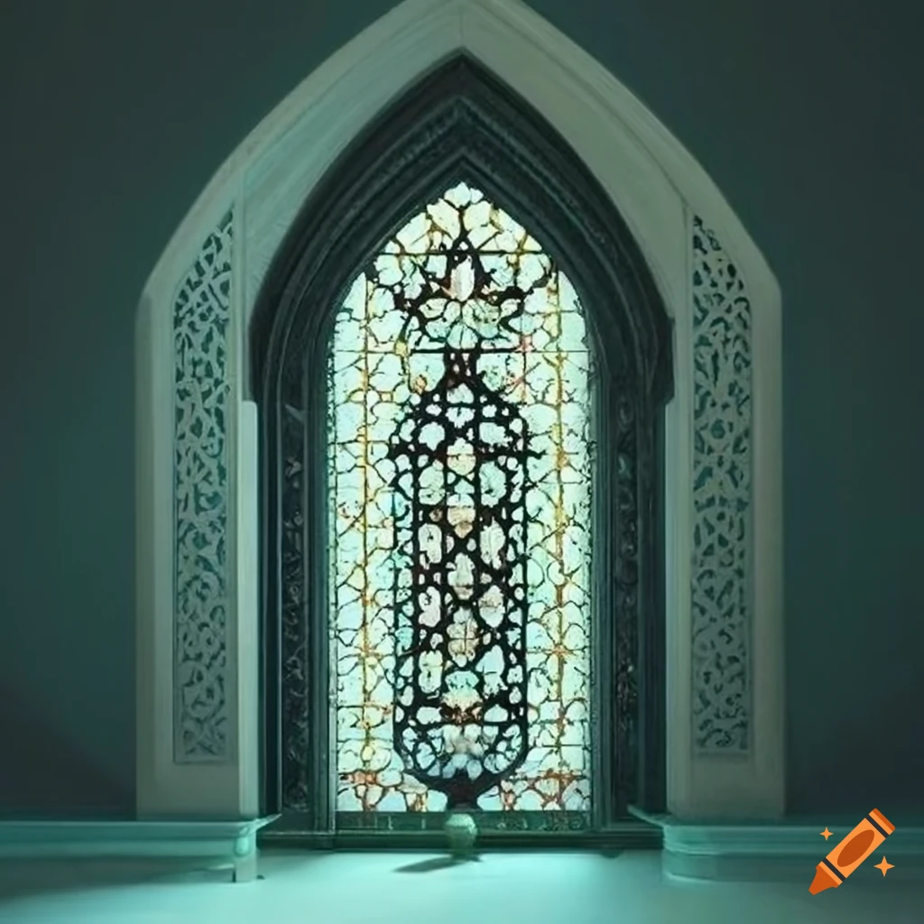 Islamic art window with white altar on Craiyon