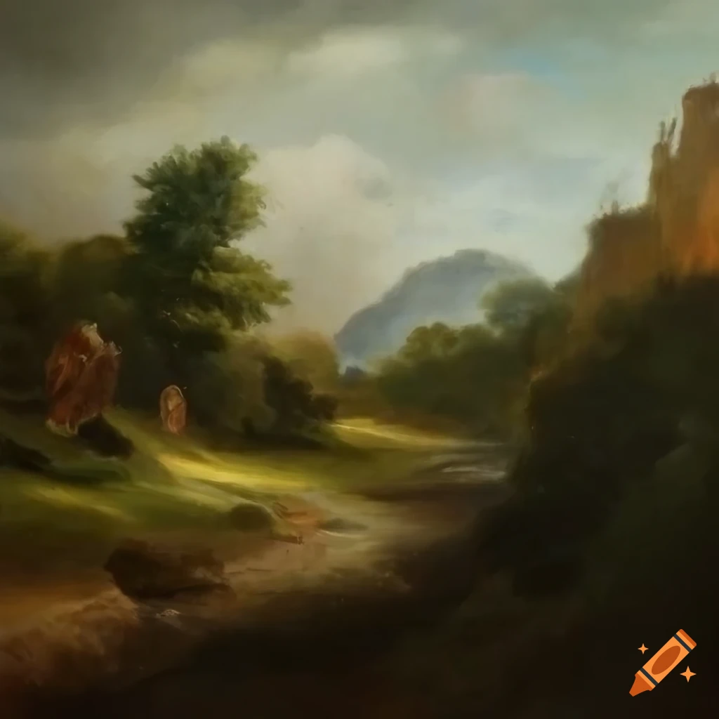 Renoit's oil painting of an english medieval landscape on Craiyon