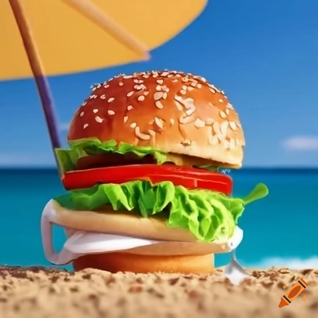Delicious beach burger on Craiyon