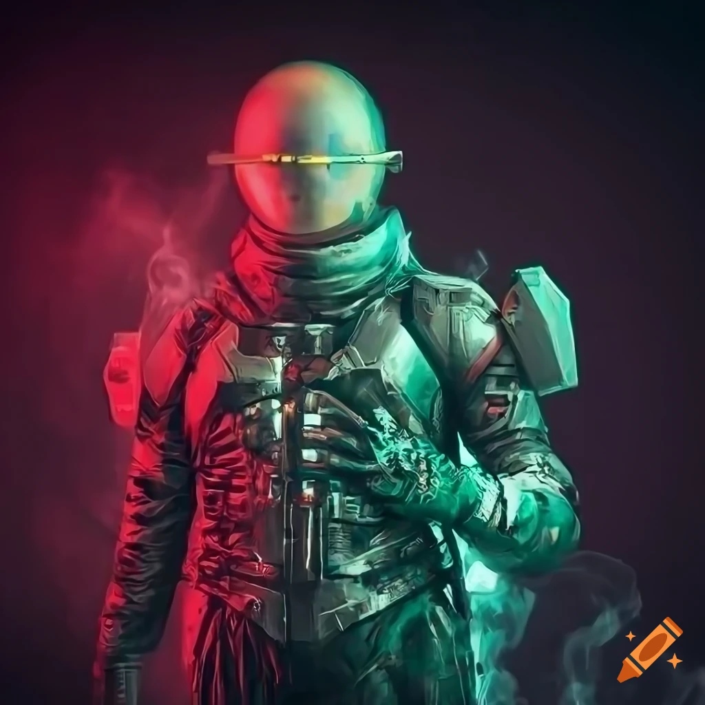 Portrait of a mysterious sci-fi space pirate on Craiyon