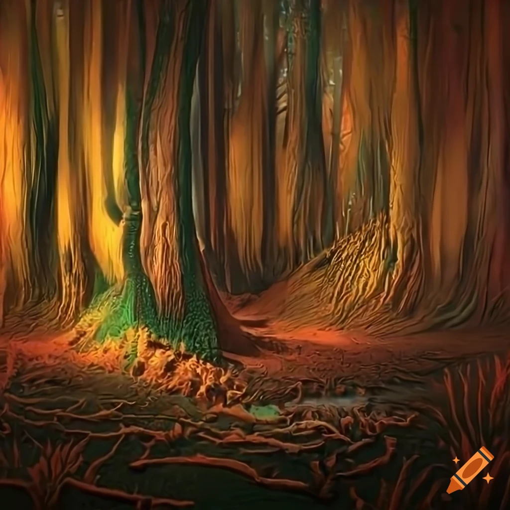 Ginkgo biloba trees forest painted by antoni gaudí on Craiyon