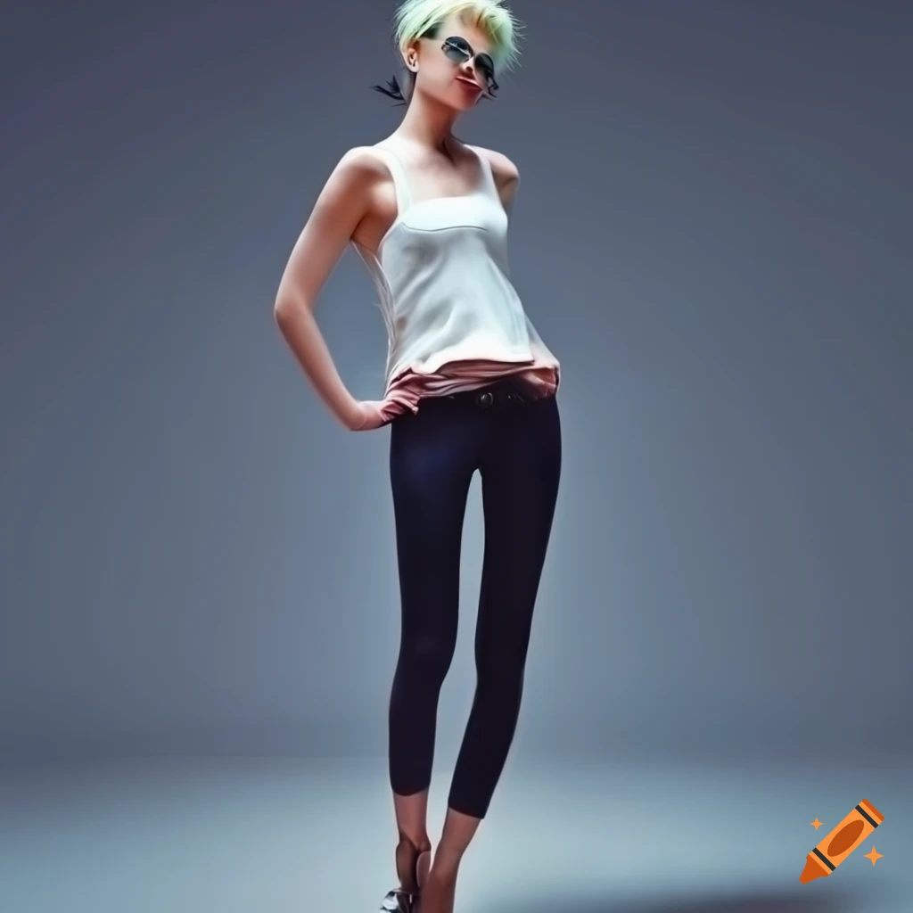 French girl with pixie haircut and unique style on Craiyon