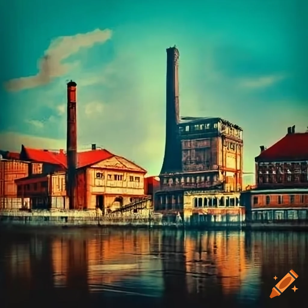 Picture of a 1900's industrial Ukrainian city with Slavic architecture ...