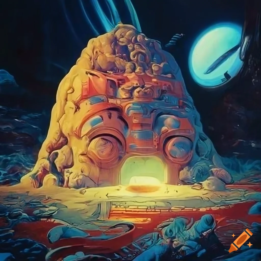 Organic machine art from 70s sci-fi on Craiyon