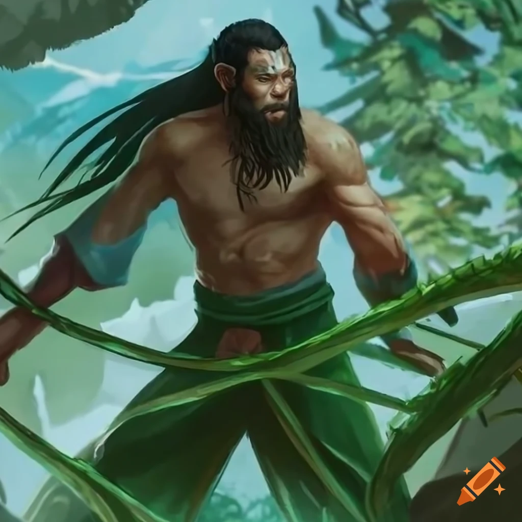 Asian elf male in ancient chinese clothing on a mountain path on Craiyon