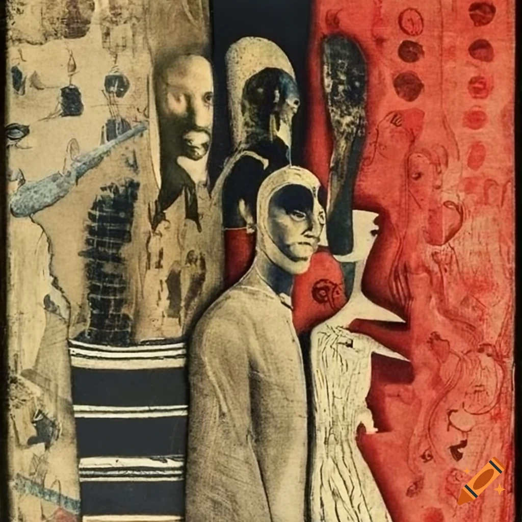 Vintage collage artwork of paranoid gossipers by max ernst and kurt ...