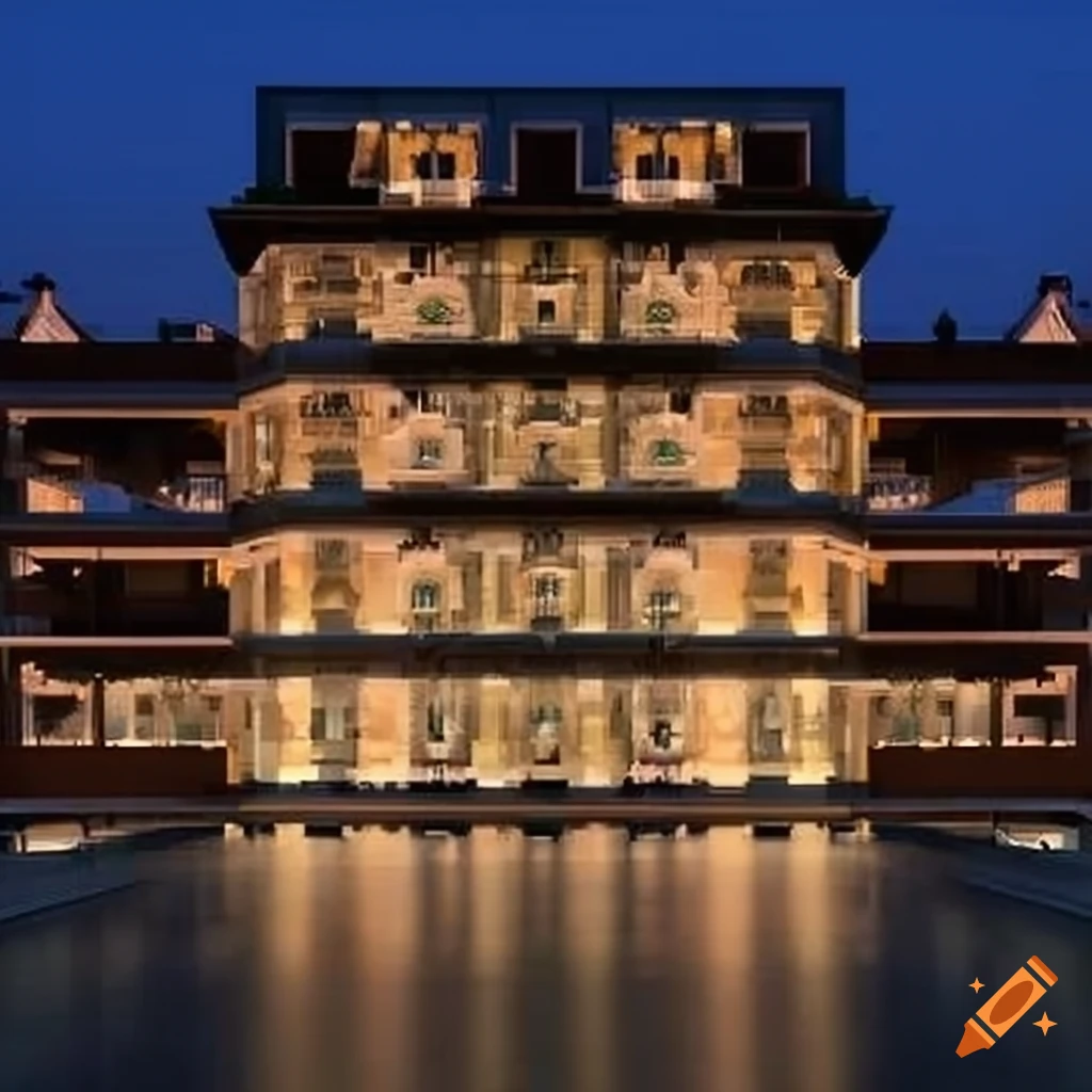 Modern indian urban community center building with indian architectural ...