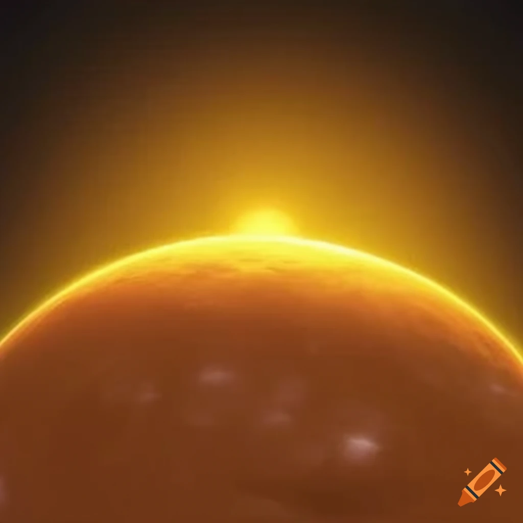 Yellow planet's atmosphere with light reflection on Craiyon