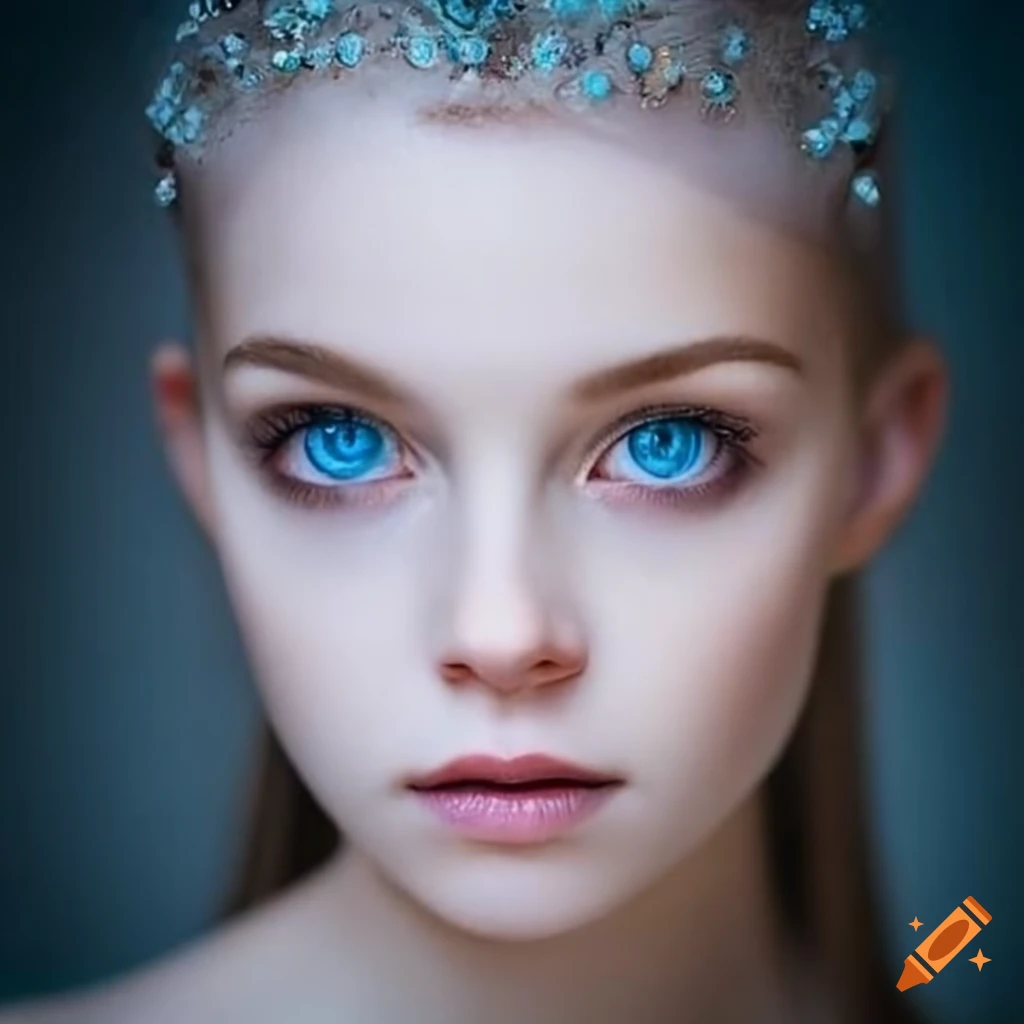 Portrait of a beautiful princess with fair skin and blue eyes on Craiyon