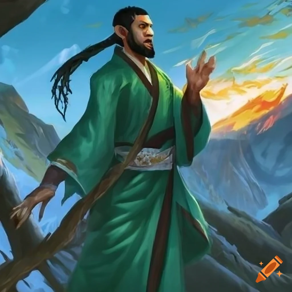 Artwork of an asian elf male in ancient chinese clothing