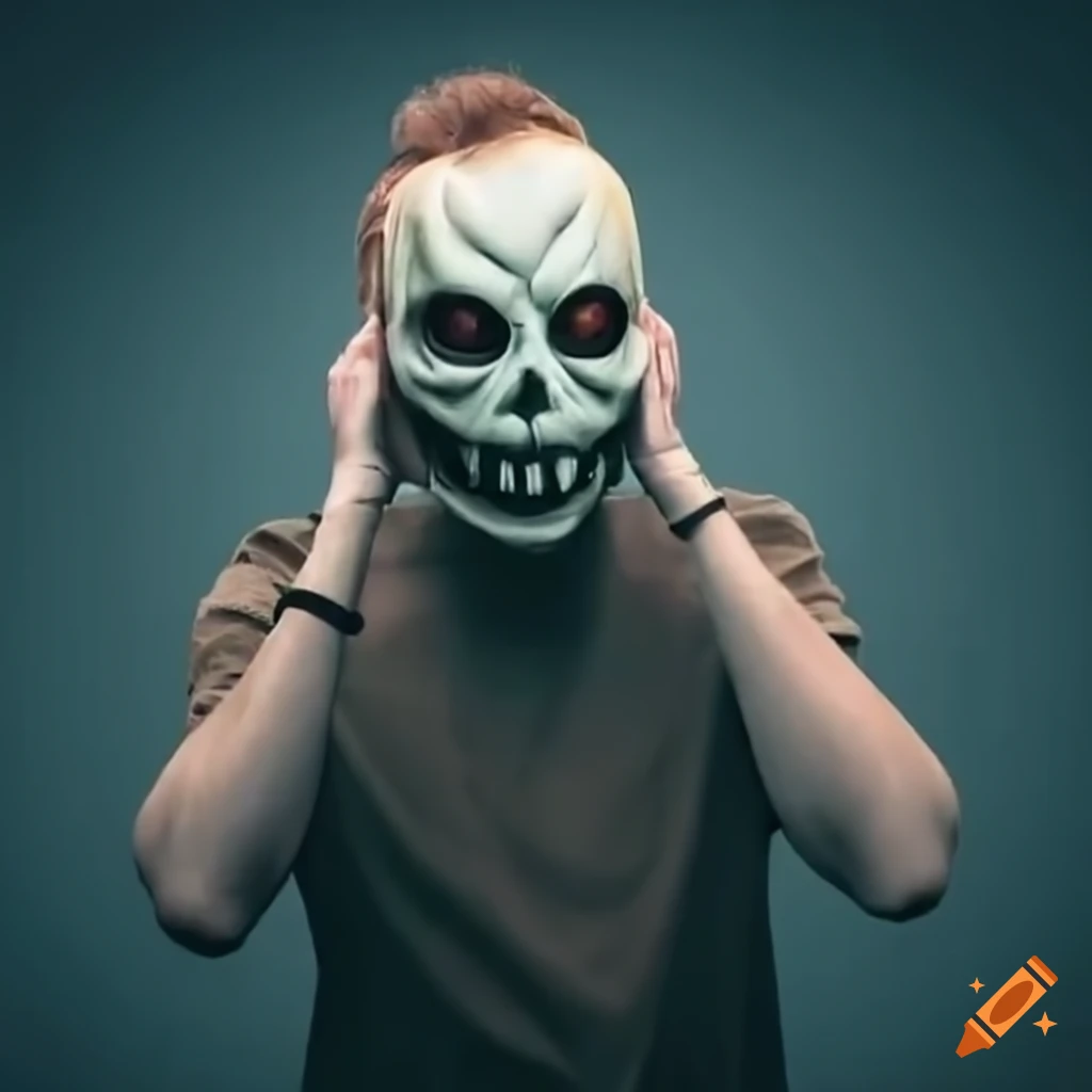 Man wearing a halloween mask on Craiyon