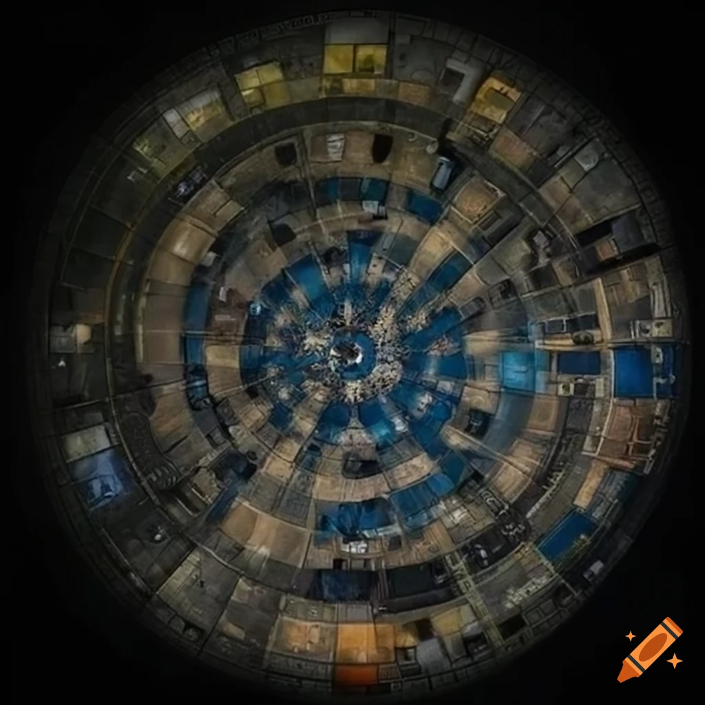 Bird's eye view of a dystopian board game on Craiyon