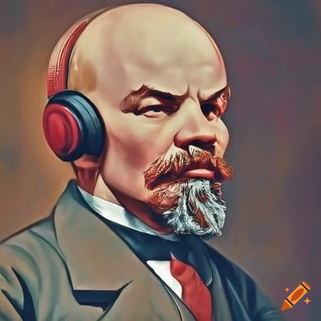Satirical image of lenin with headphones