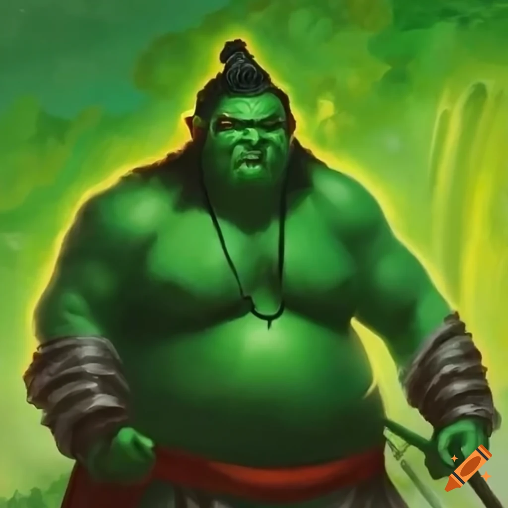 Illustration of a powerful asian orc in traditional robes