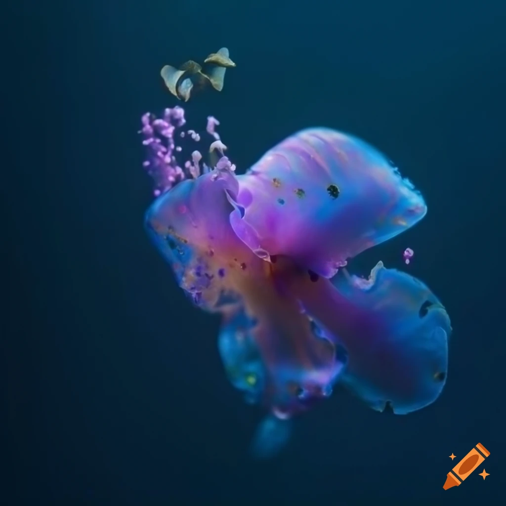 Blue bioluminescence in the ocean on Craiyon