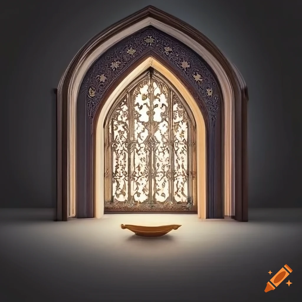Gothic window and altar in islamic art style