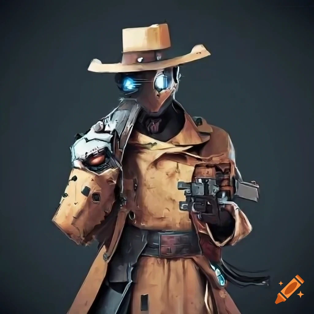 Cyberpunk cowboy with dual pistols on Craiyon