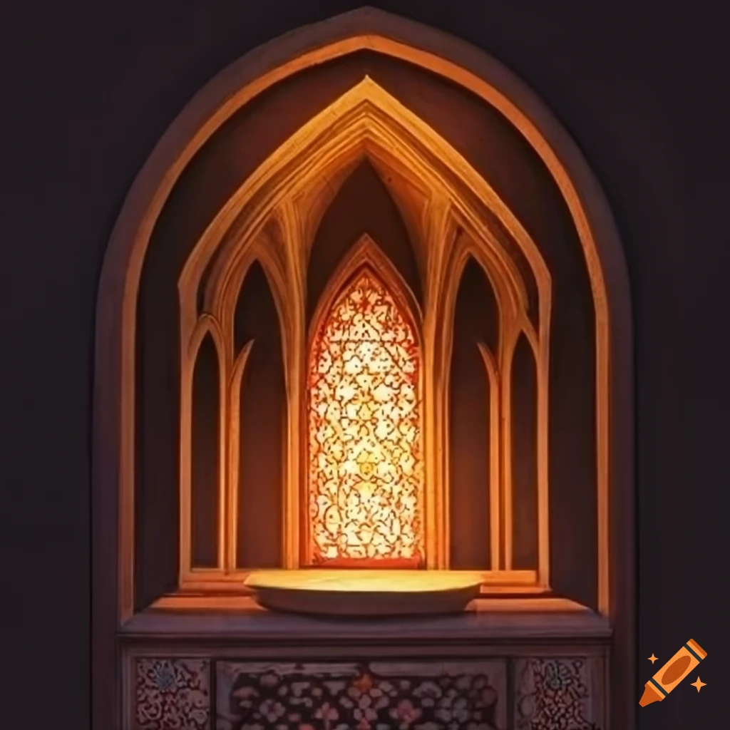 Islamic art inspired gothic window and altar
