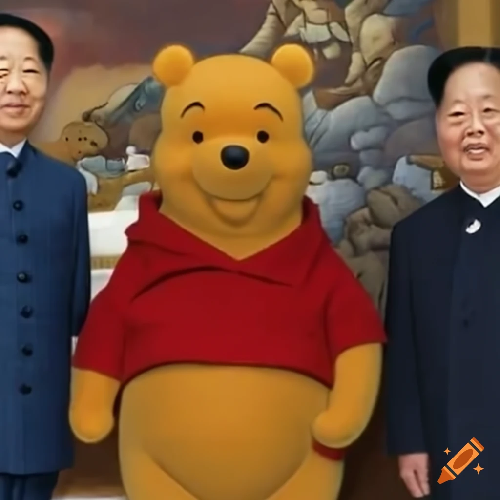 Winnie the Pooh meeting Chairman Mao on Craiyon