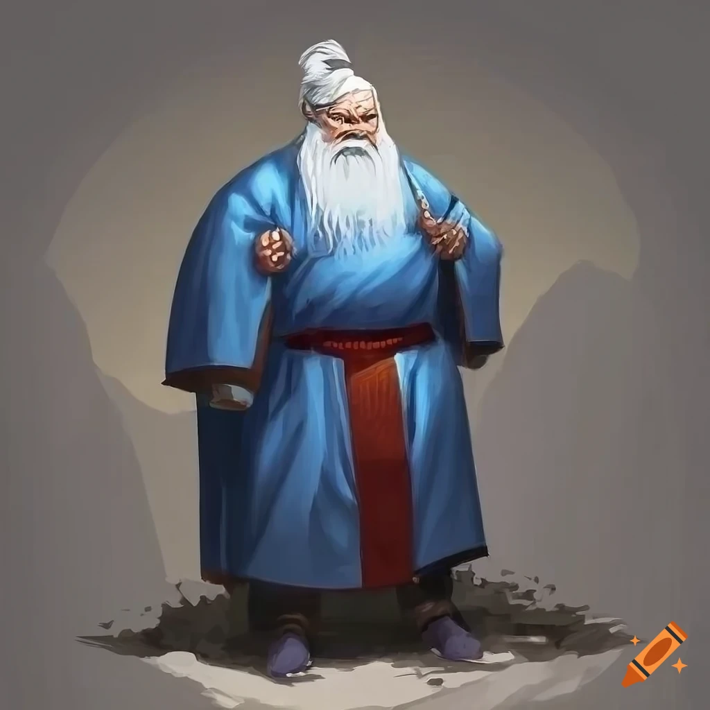 Fantasy illustration of an old Asian man in traditional attire on Craiyon