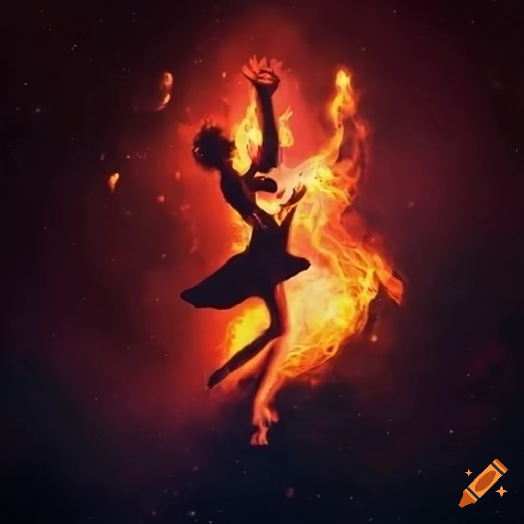 Poster of fire dancing festival in outer space on Craiyon