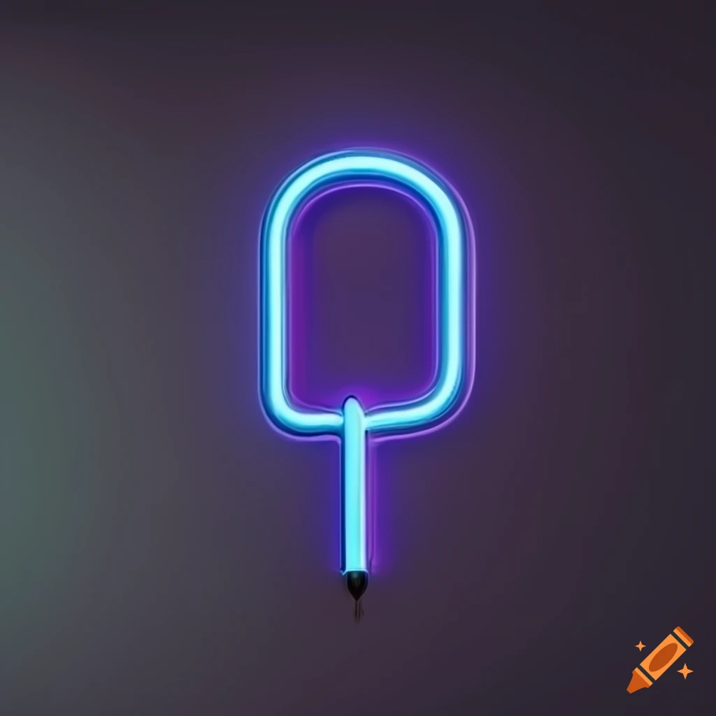 Neon sign with a two-colored symbol on Craiyon