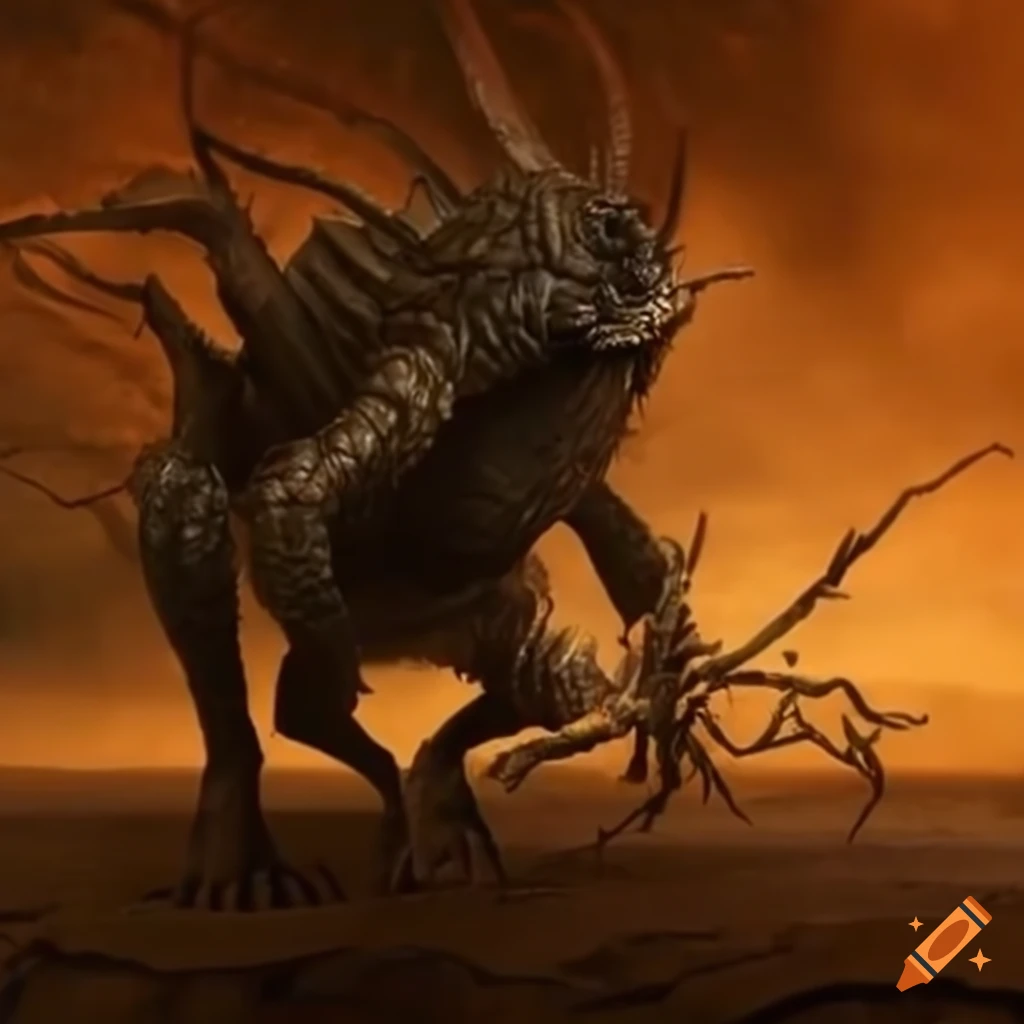 Soviet russia barren wasteland with shadow monsters and guns on Craiyon