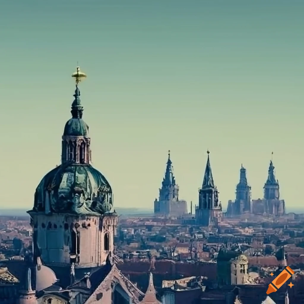 Panoramic view of an old monastery on a hill on Craiyon