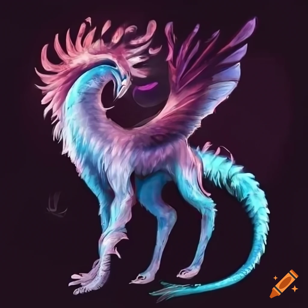 Elegant and graceful celestial hybrid mythical creature with warm expression and long tail on ...
