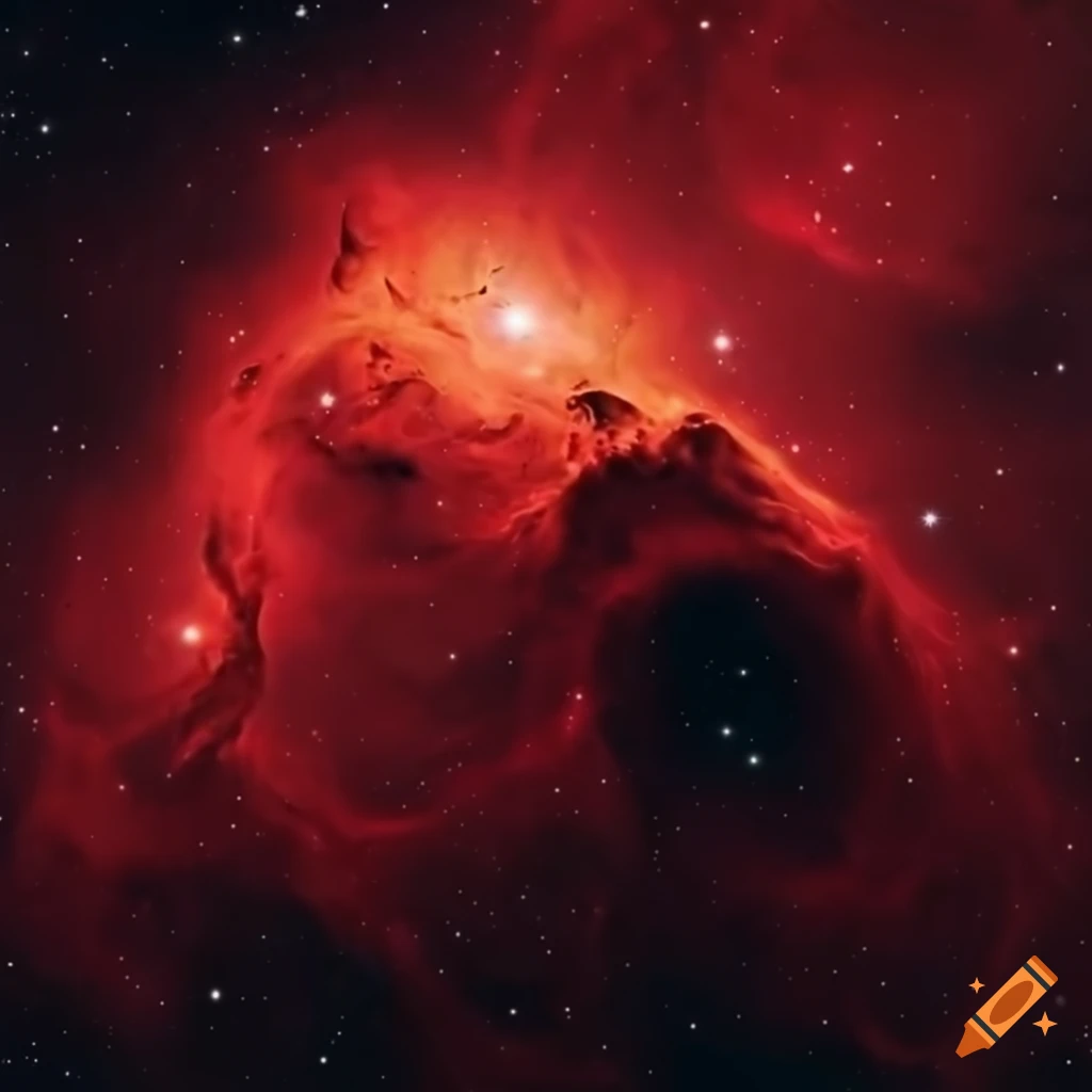 Red nebula in outer space