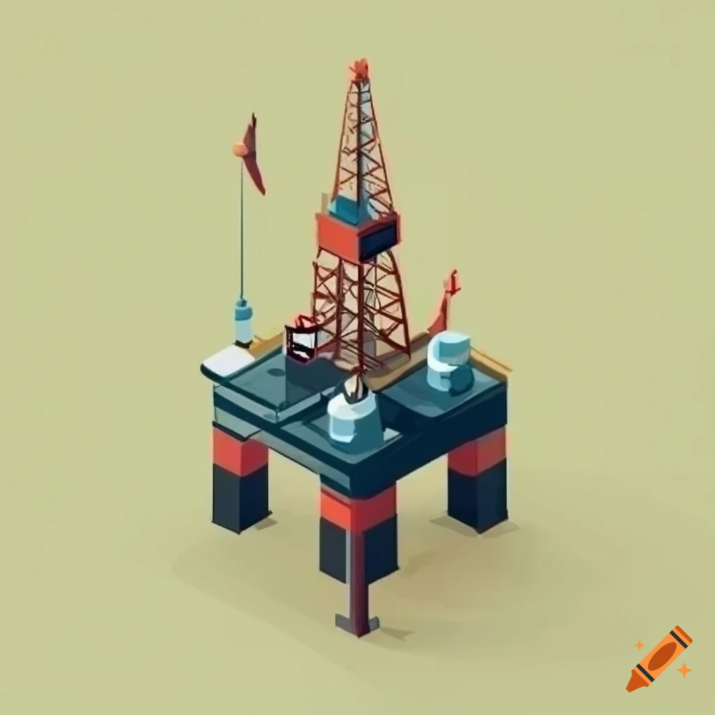Isometric illustration of an oil rig