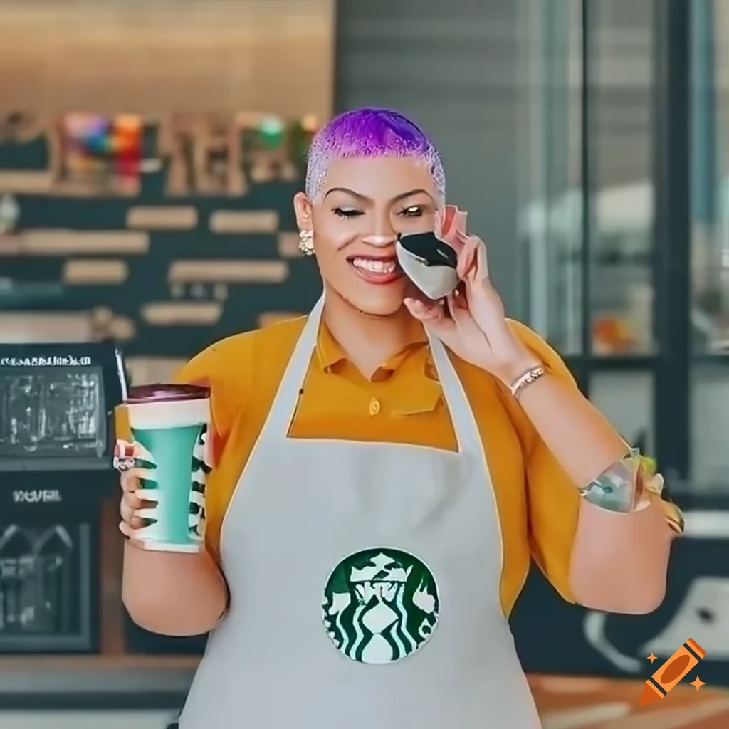 Barista serving coffee with pride pins on Craiyon