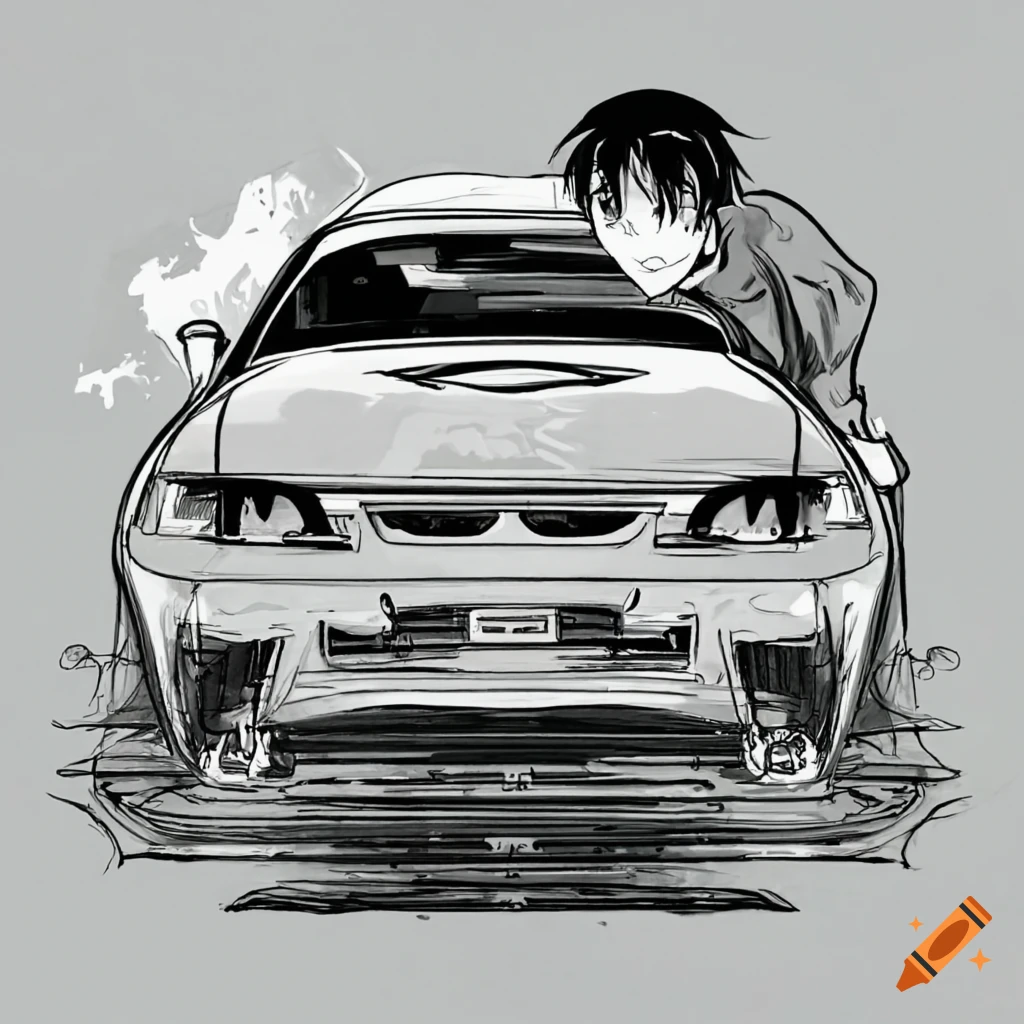 Drawing of a VY Commodore performing a burnout on Craiyon