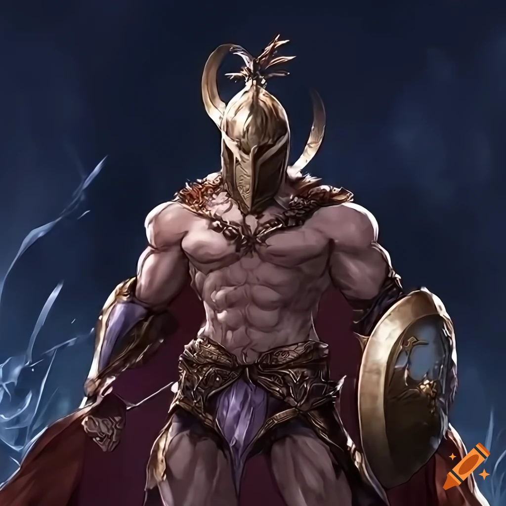 Detailed art of King Leonidas in Granblue Fantasy on Craiyon