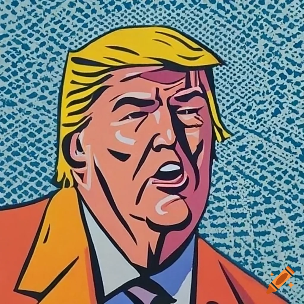 Pop art portrait of Trump in orange prison jumpsuit on Craiyon