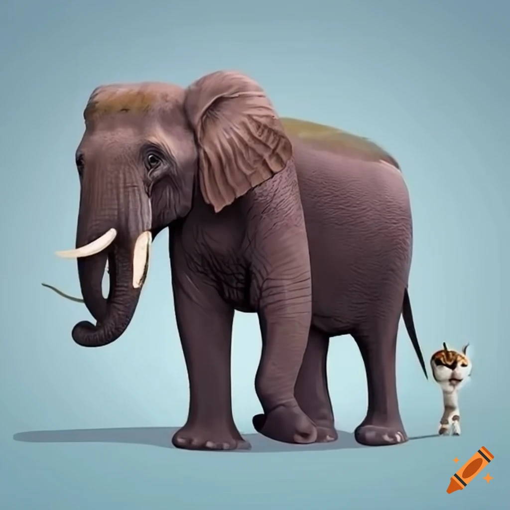 Elephant and cat walking together on Craiyon