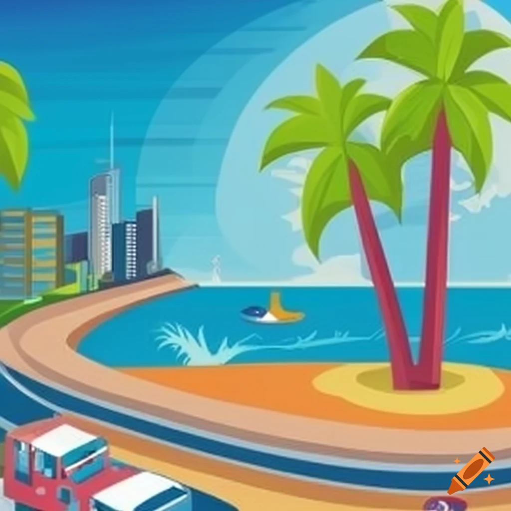 Colorful city map of downtown stuart, florida with waterfront and ...