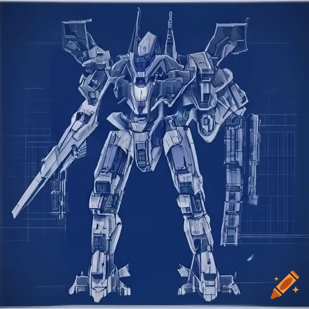 Blueprint of gawain knightmare frame mech code geass, hyper realistic ...
