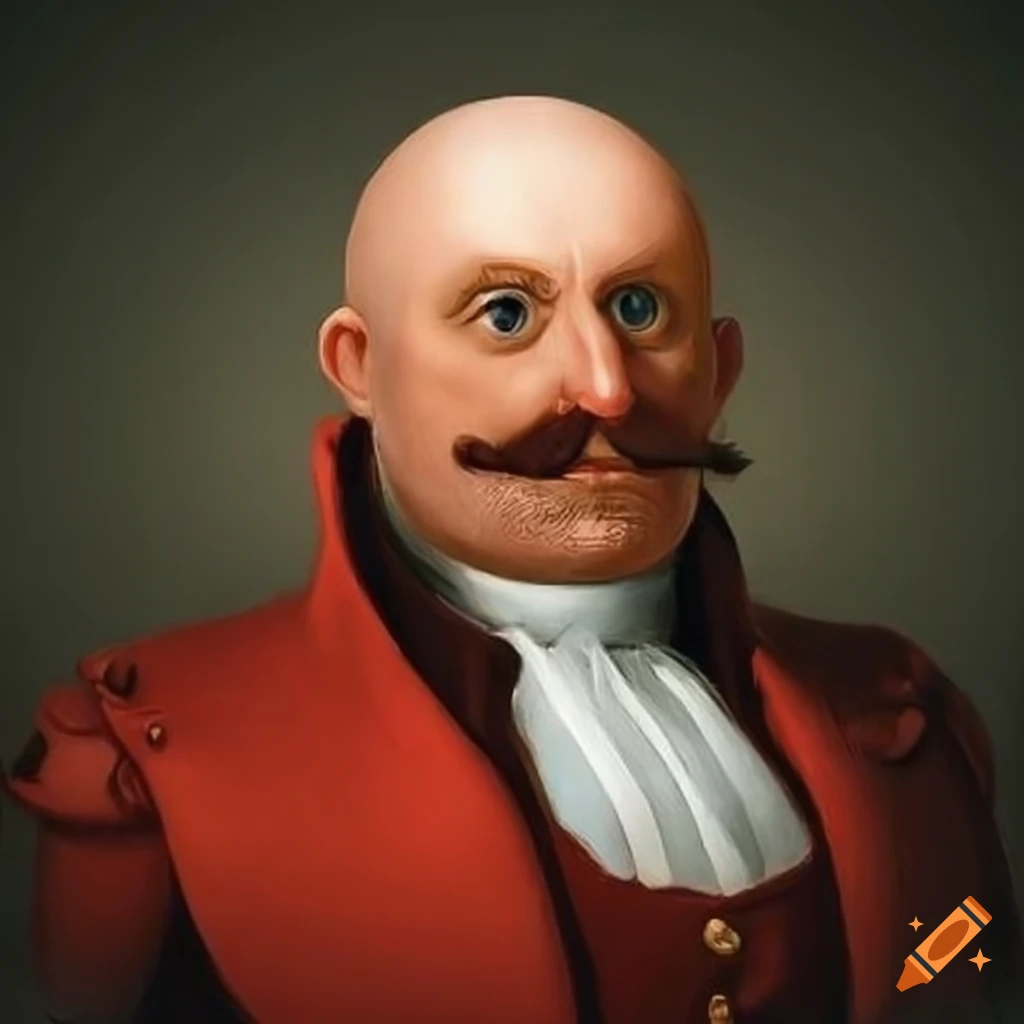 Portrait of a bald man with a red mustache