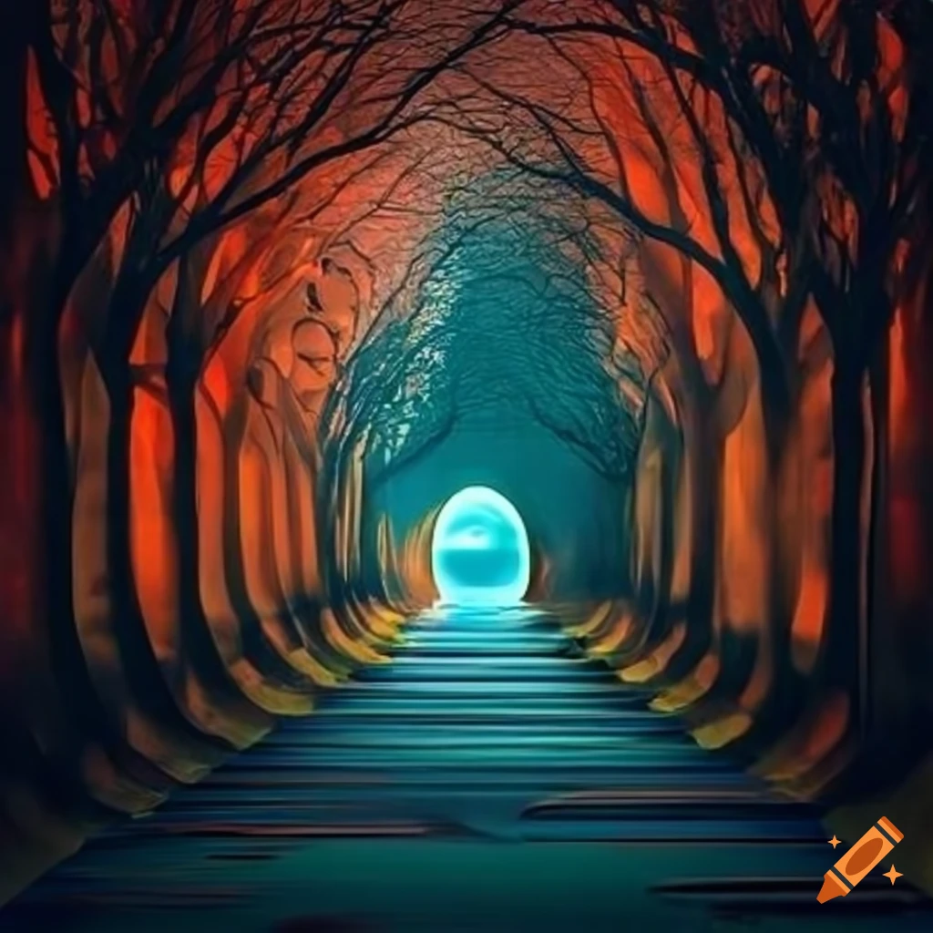 Colorful psychedelic forest scenery on Craiyon